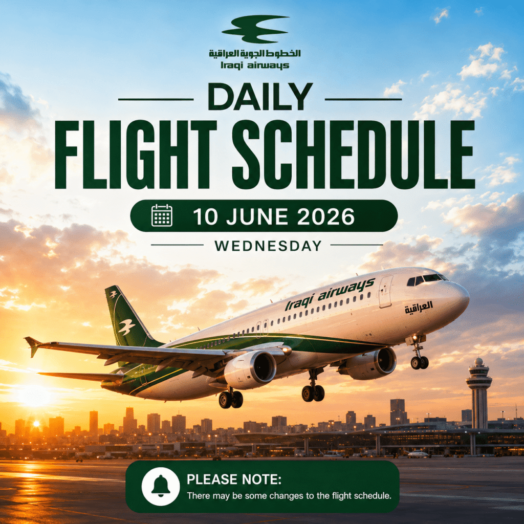 Iraqi Airways Flight Schedule (12–13-14 June 2026)